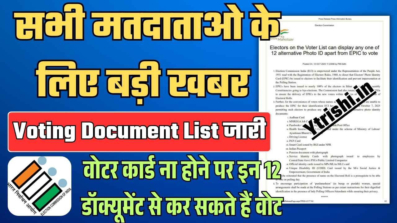 Voting Document List 2025 – वोटर कार्ड के बिना वोट देने के लिए 12 जरूरी ...